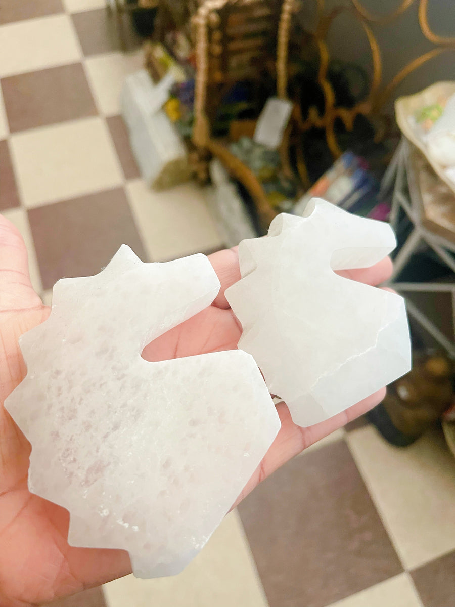 Selenite Unicorn Statue – Rocky's Crystals & Minerals